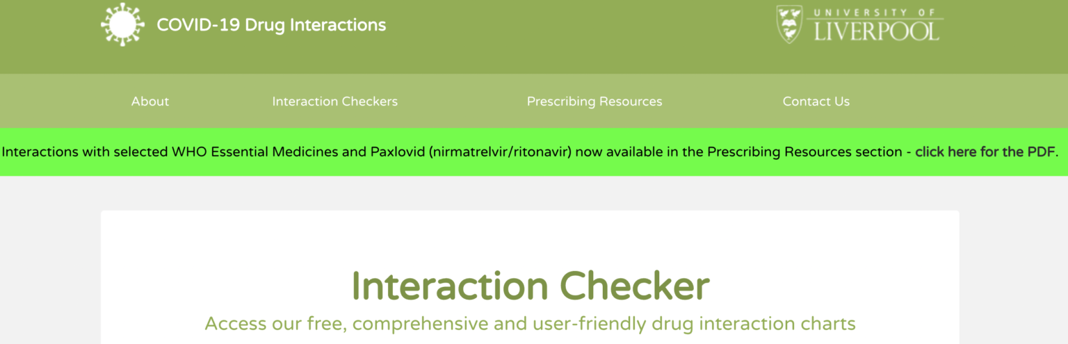 COVID-19 drug interaction checker - Simple and Practical Mental Health